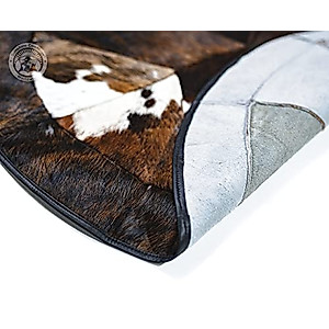 Genuine Round Cowhide Rug Rodeo Star Patchwork 60" Area Rug