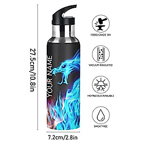 Abstract Fiery Dragon Pattern Personalized Water Bottle Double Stainless Steel Insulated Simple Customized Cup