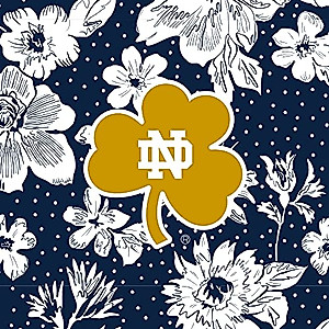 Vera Bradley Women's Cotton Collegiate Front Zip Wristlet With RFID Protection (Multiple Teams Available), University of Notre Dame Navy/White Rain Garden - Recycled Cotton, One Size