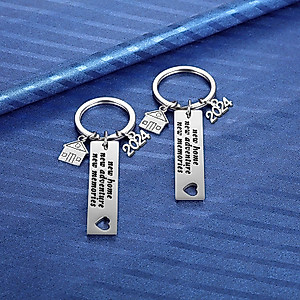 2024 Housewarming Gifts New Home New Memories Keychain Going Away Gifts for Women Friends Neighbor Family Sister Moving to Beach House Apartment Homeowner Key Chain