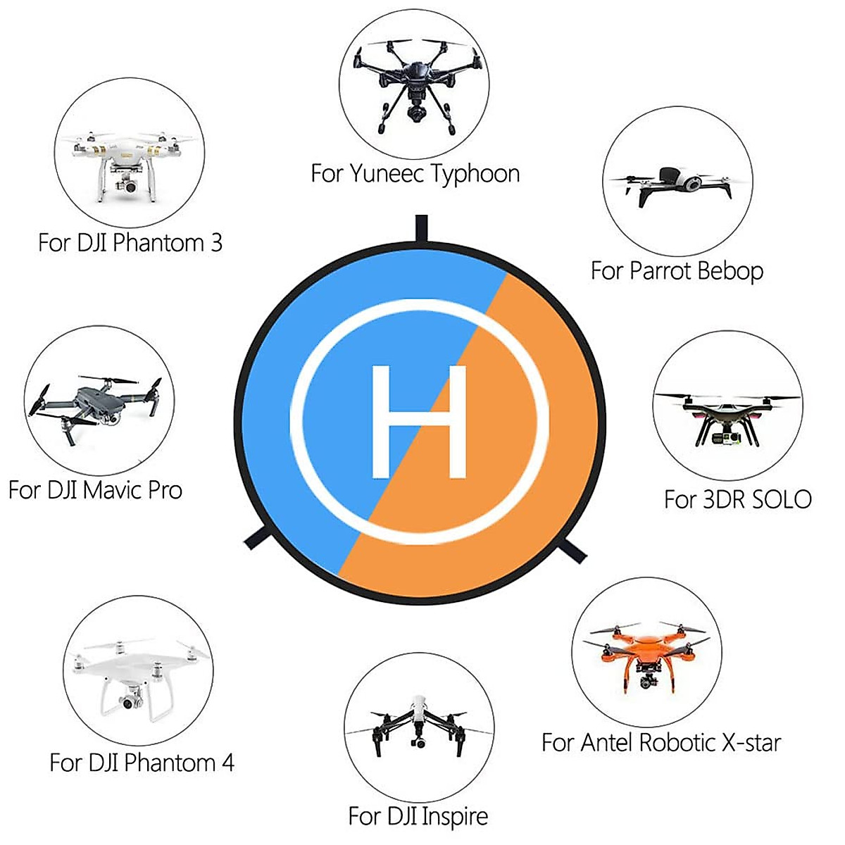 Drone Landing Pads, KINBON Waterproof 28'' Universal Landing Pad Fast-fold Double Sided Quadcopter Landing Pads for RC Drones Helicopter DJI Spark Mavic Pro Phantom 2/3/4 Pro Inspire 2/1 3DR Solo