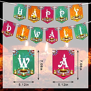 Hying Happy Diwali Banners Diwali Hanging Decorations Indian Deepavali Pennants Backdrop Festival of Lights Party Photo Props Hindu Diwali Party Banner Garlands for Home Diwali Decor Supplies Favor