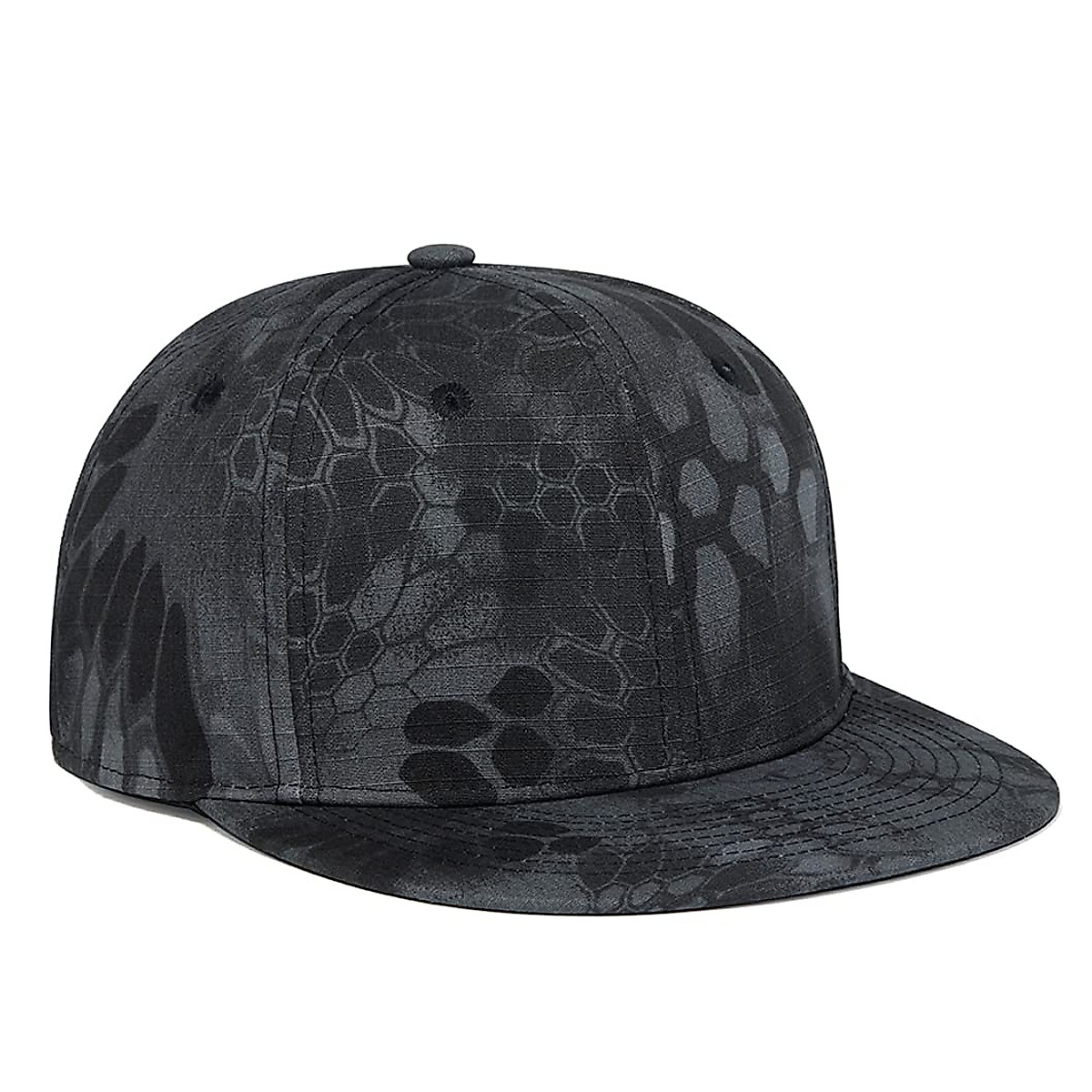 Quanhaigou Cool Snapback Hat Hip Hop Flat Bill Visor Cap - Black Grey Camo Unisex Adult Adjustable Baseball Hats (Black Grey)