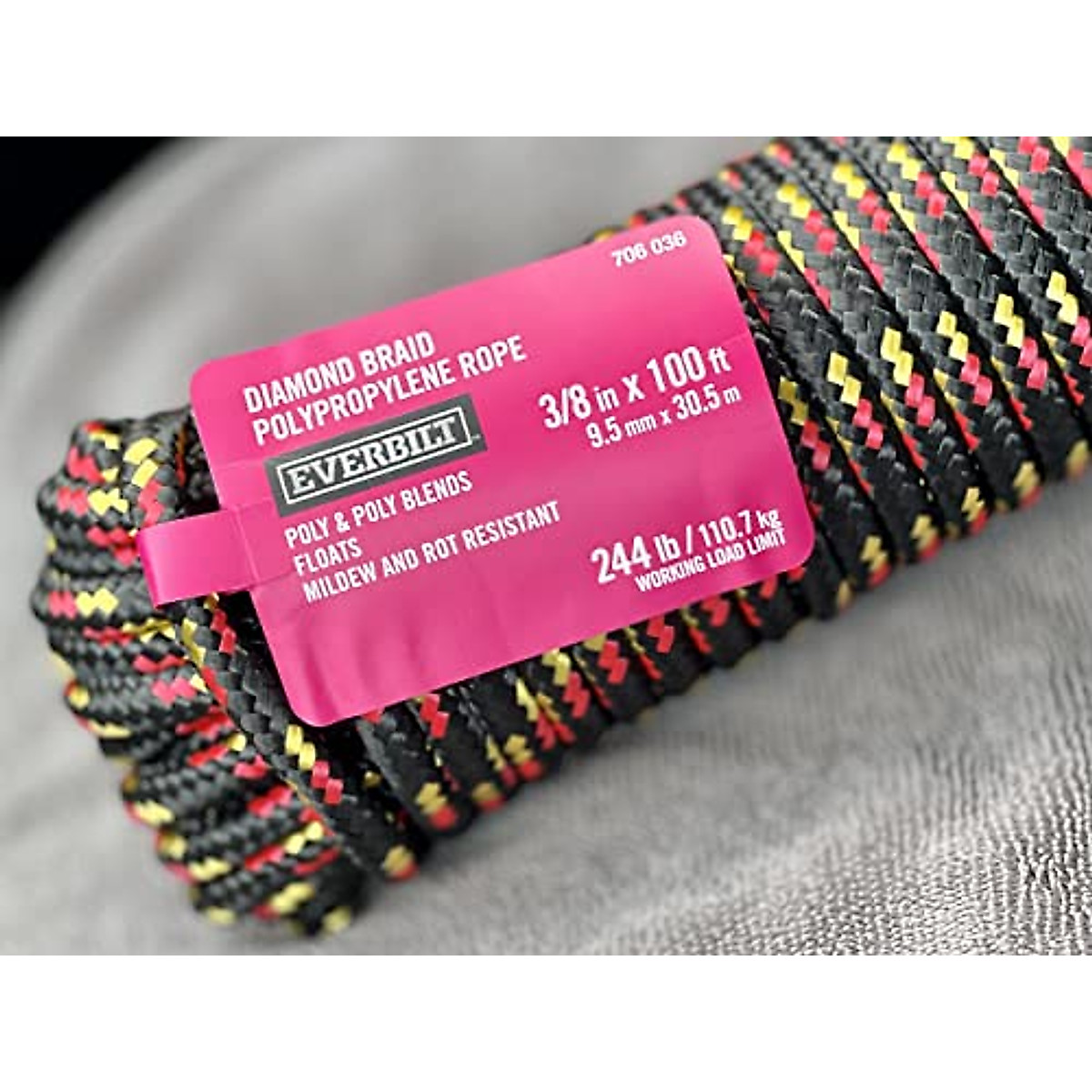 Everbilt Diamond-braid Poly Rope 3/8" X 100"