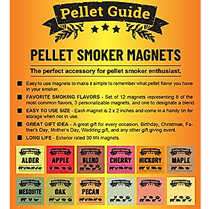 Pellet Magnets, Set of 12, to Help You Remember The Flavor of Pellet You Used Last in Your Smoker.