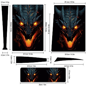 AoHanan Black Fire Dragon 5 Skin Controller Accessories Cover Skins Anime Vinyl Cover Sticker Full Set for 5 Disc Edition