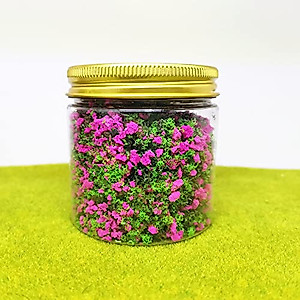 Colorful Tree Powder Model Tree Tufted for DIY Miniature Lowland Model Shrub Bushy Tuft Architecture Building Model Railway Fairy Garden Diorama Scenery (Rose Pink)