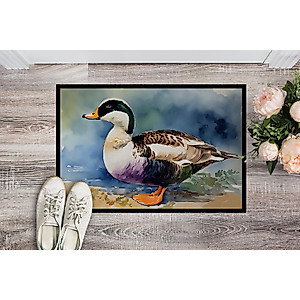 Caroline's Treasures DAC3204MAT Common Eider Duck Doormat Front Door Mat Indoor Outdoor Rugs for Entryway, Non Slip Washable Low Pile, 18H X 27W