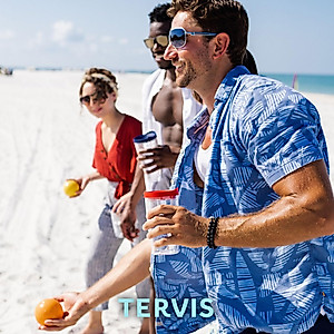 Tervis Tropical Hibiscus Collection Made in USA Double Walled Insulated Tumbler Cup Keeps Drinks Cold & Hot, 16oz 4pk, Assorted Island Hibiscus - No Lid