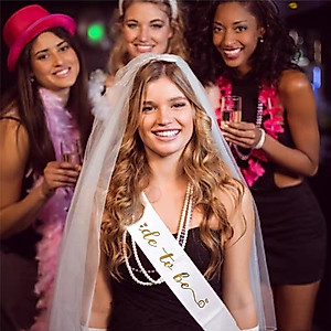 BLUPLE Bride to Be Sash 1pc Bachelorette Party Sash Bridal Shower Hen Party Supplies Decorations Party Wedding Favors Accessories (Gold/White)