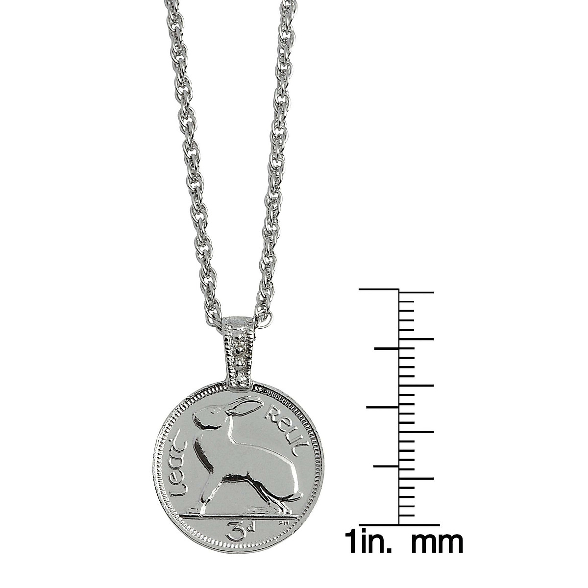 American Coin Treasures Lucky Rabbit Coin Pendant | Eire Coin | Irish Hare | Silvertone 24 Inch Rope Chain | Certificate of Authenticity …
