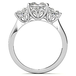 10K Solid White Gold Handmade Engagement Ring, 3 CT Princess Cut Moissanite Diamond Solitaire Bridal/Wedding Ring for Women/Her, Minimalist Ring Anniversary Ring For Gifts (11)