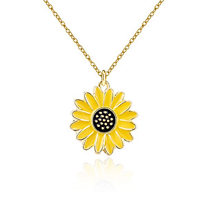 Jeka Sunflower Pendant Boho Necklace Friendship Jewelry for Women Daughter Wife Mother Adjustable 18-20.5 Inches