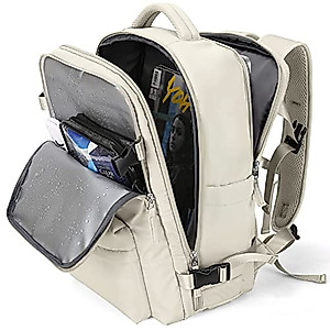 Large Travel Backpack Women, Carry On Backpack,Hiking Backpack Waterproof Outdoor Sports Rucksack Casual Daypack with USB Charging Port Shoes Compartment,Beige