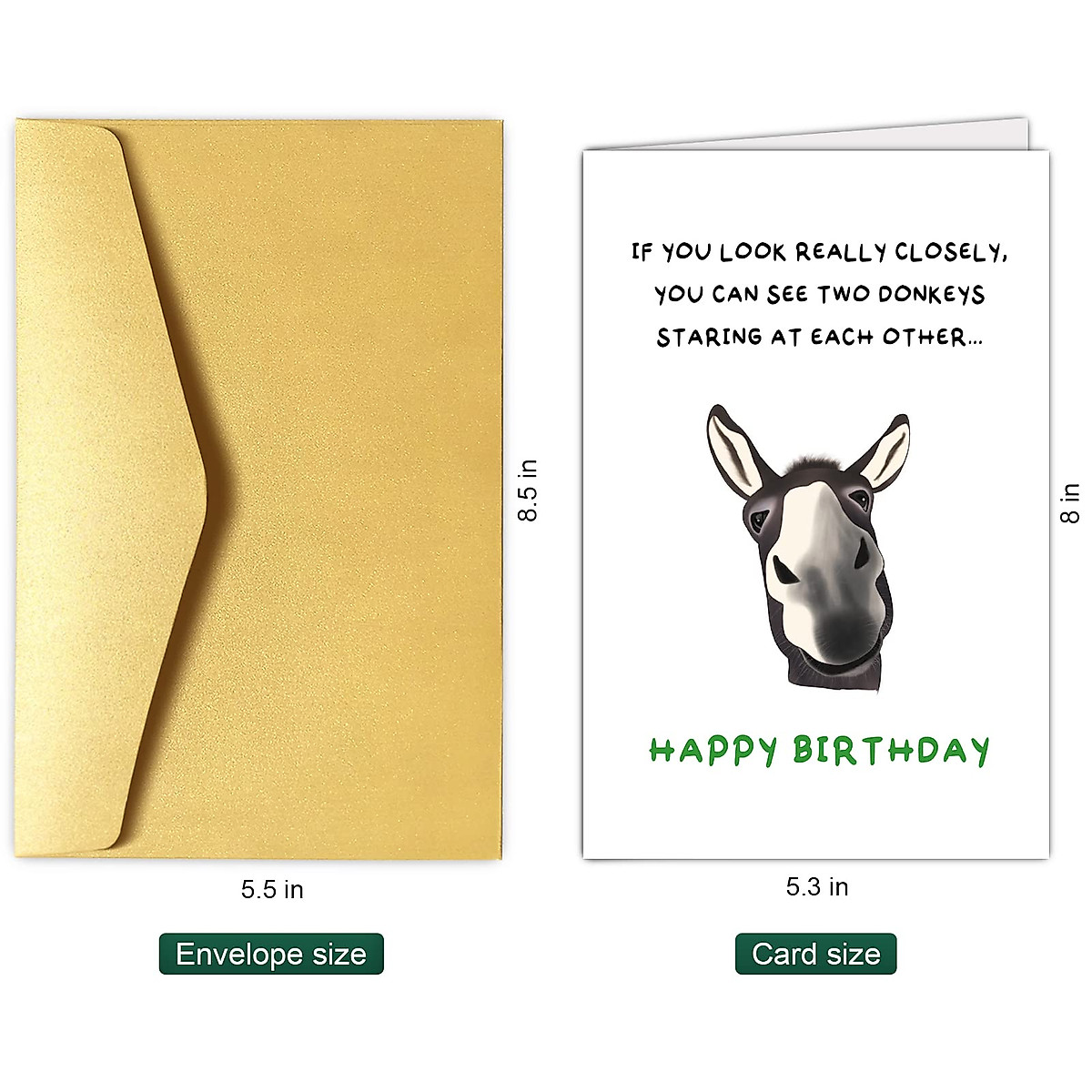 Chenive Funny Donkey Birthday for Him Her, Quirky Birthday Card for Friend Brother Sister, Humorous Birthday Greeting Card for Men Women, Two Donkeys Staring at Each Other
