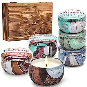 Candles Gifts Set, 6 Pack 2.5oz 20H Burning Scented Candles for Home, Aromatherapy Candle, Birthday Gifts for Women with Wooden Box, Soy Candle Gift Set for Thank You Gifts, Thanksgiving, Christmas