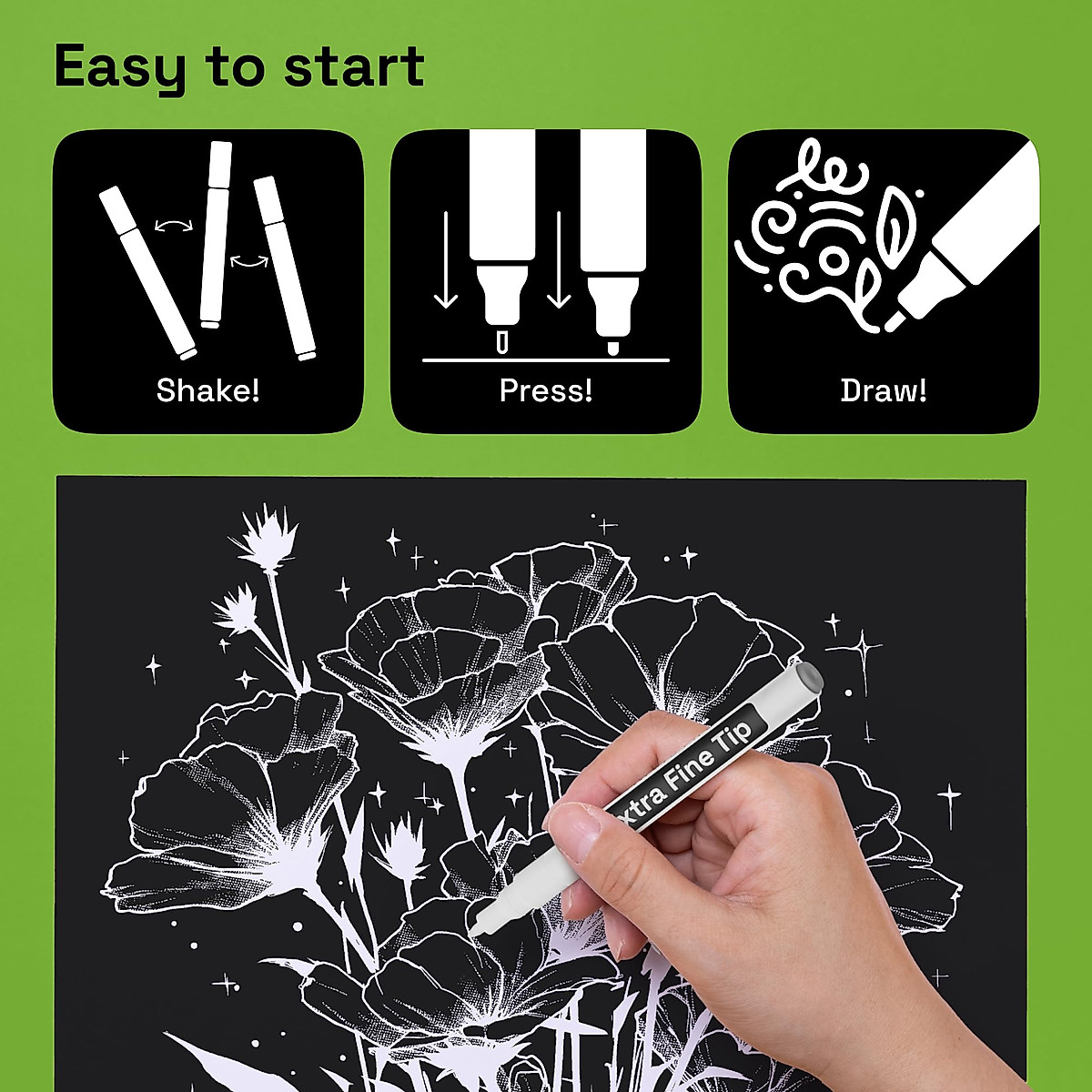 White Paint Pen for Rock Painting, Stone, Ceramic, Glass, Wood, Tire, Fabric, Metal, Canvas. Set of 5 Acrylic Paint White Marker Water-based Extra-fine Tip