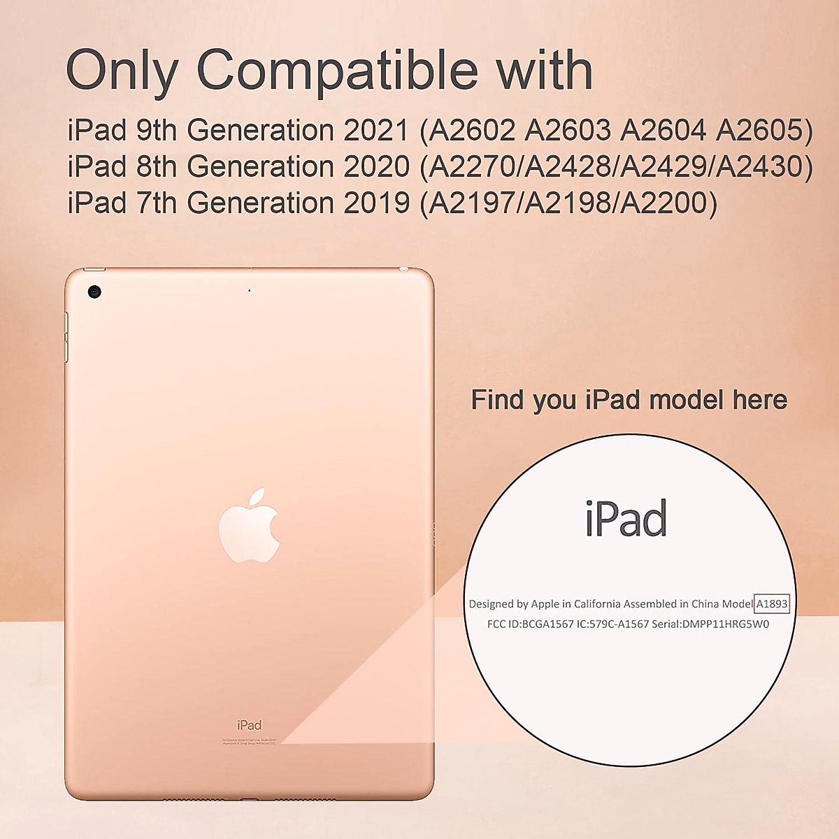 ZoneFoker for iPad 9th Generation Case, for iPad 8th/7th Generation 10.2 inch Case 2021/2020/2019,Clear Glitter Slim Shockproof Hard iPad 9 8 7 Gen Cute Cover with Stand for Kids/Girls/Women