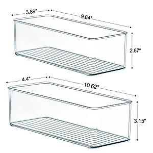 Hudgan 8 Pack Clear Plastic Drawer Organizers Set, Stackable Deep Drawer Organizer for Makeup Vanity and Desk, 2 Sizes Tall Bathroom Drawer Organizer