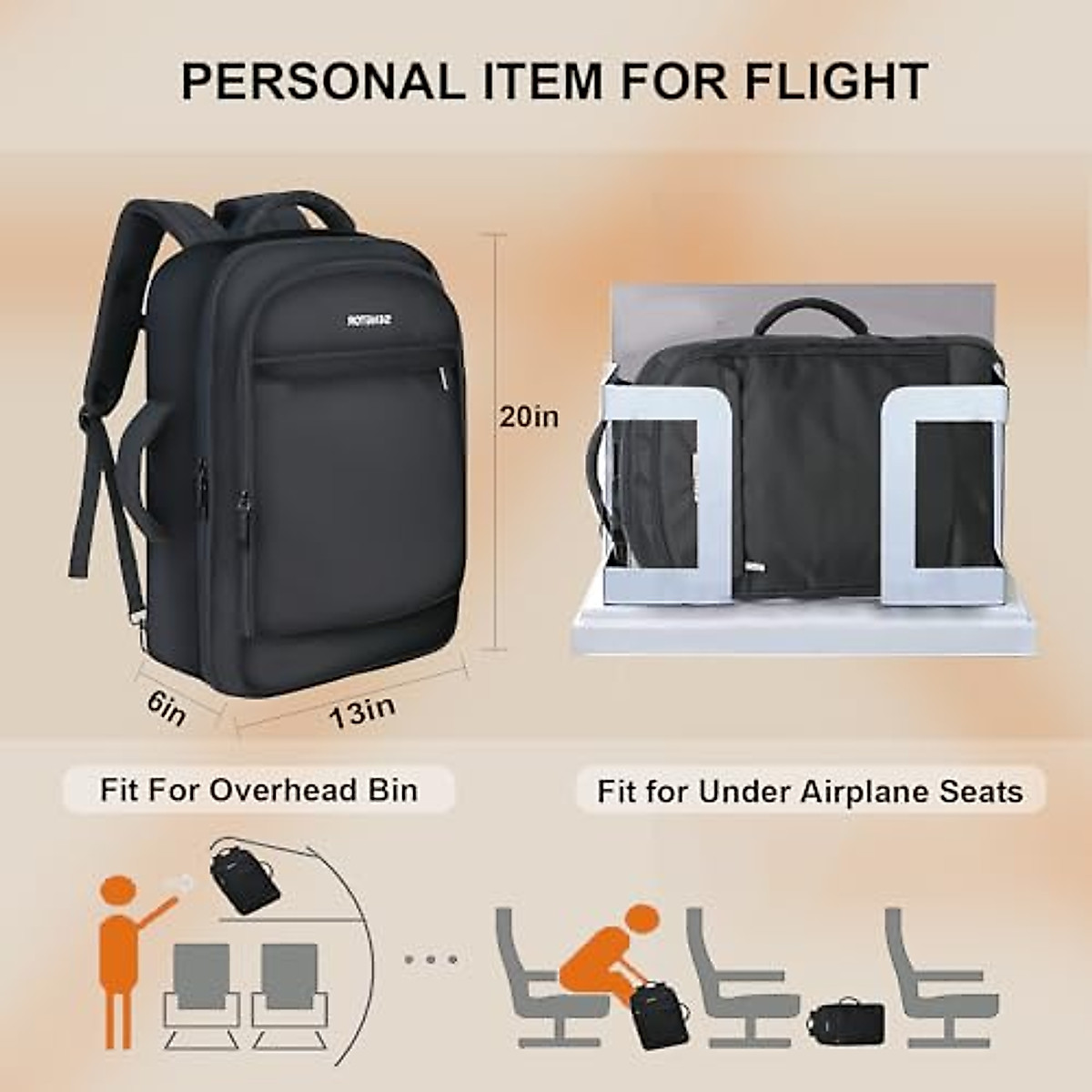 Sengtor Travel Backpack for Men Women 18.4 Inch Flight Approved Carry-on Backpack Waterproof Large 45L Luggage Daypack Business Weekender Overnight Backpack