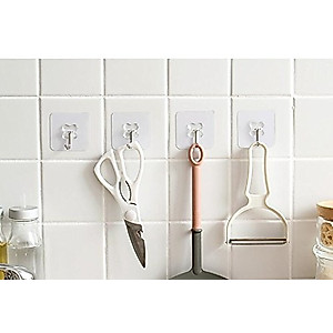 EEkiimy 50 Packs No Drill Hooks Heavy Duty Self Adhesive Hooks Hangers Wall Hooks Sticky Wall Hooks Heavy Duty 20lb Removable Kitchen Wall Stickers Towel Hooks Bathroom Hooks Wall Hooks No Damage