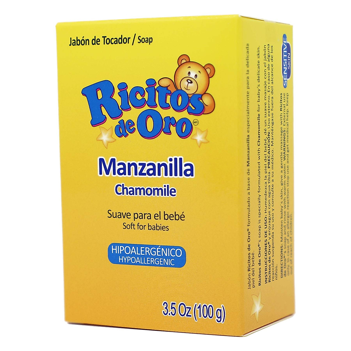 Ricitos De Oro Baby Cleansing Bar Soap with Extract Calming Effect, Chamomile, 6-Pack of 3.5 Oz Each Soap, 6 Soaps