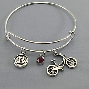 Bicycle - Bicycle Gift - Charm Bracelet - Initial Bracelet - Gift for Her - Gift Under 15 - Mothers Day Gift - Gift for Mom - Bike