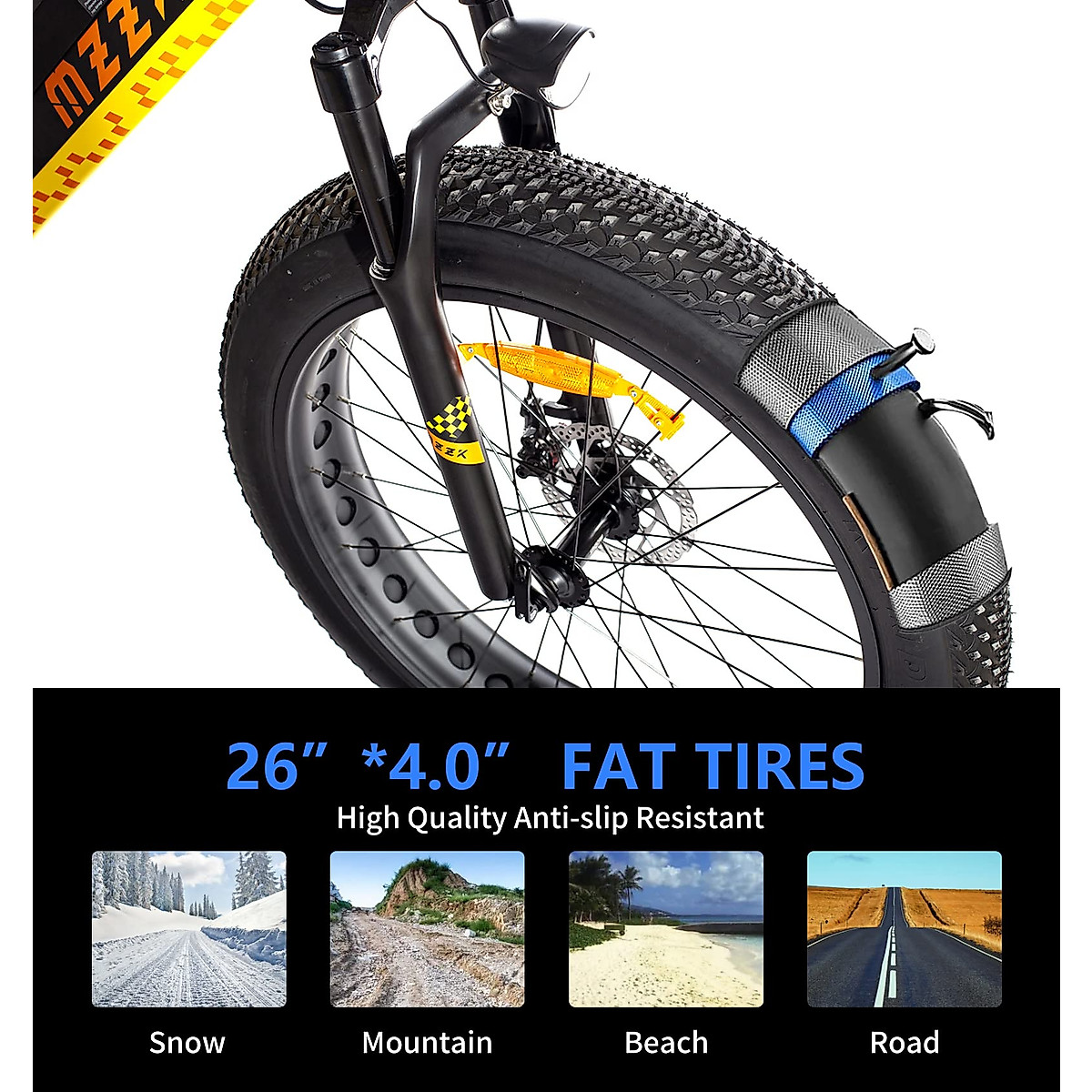Katharina Shop Adults Electric Bike 750W Motor Fat Tire Electric Mountain Bicycle 48V Lithium Battery 7-Speed Snow Beach E-Bike Dirt Bicycles UL, Black