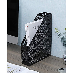 EasyPAG Heavy Duty Magazine File Holder Rack Paper Book Storage Office Desk Organizer,Black