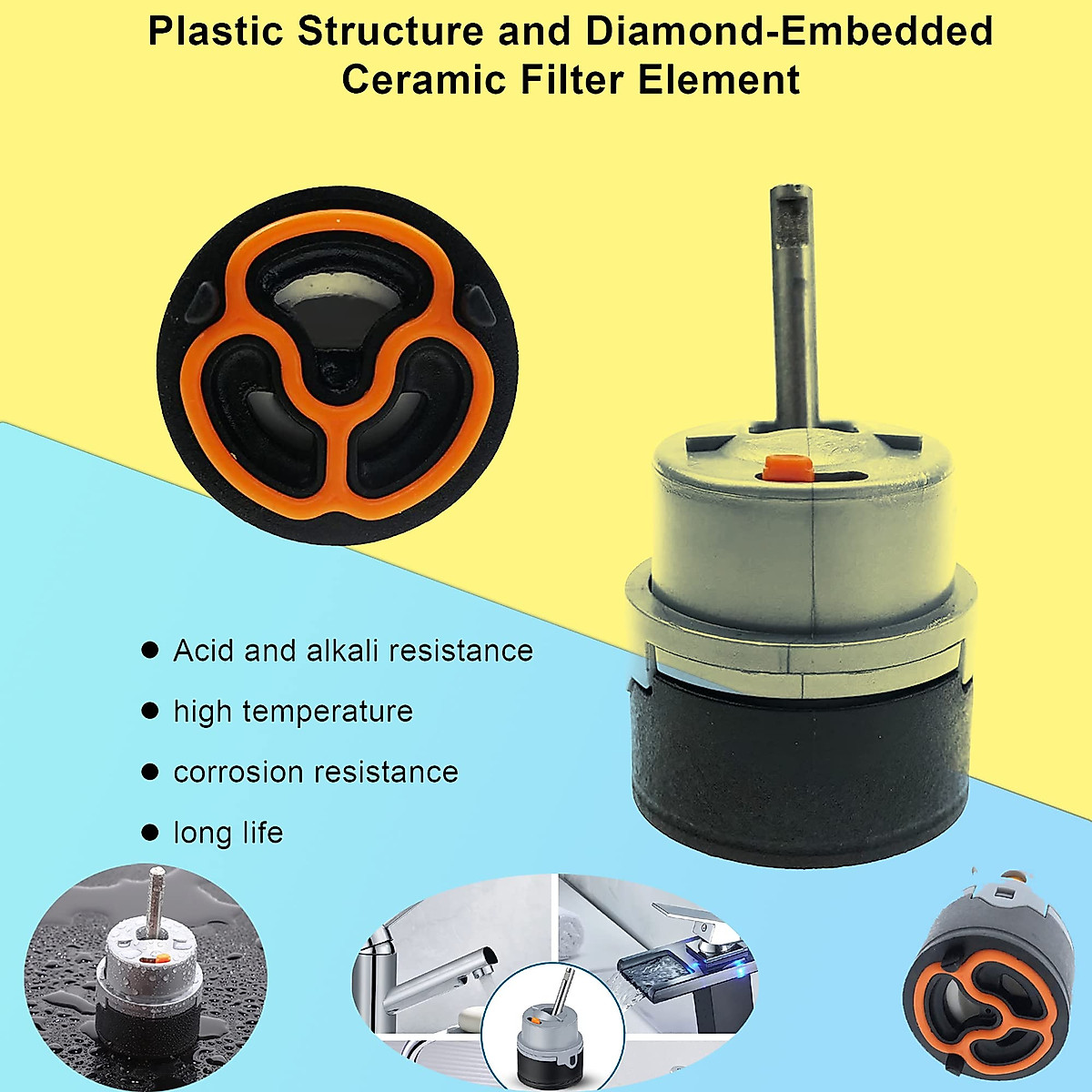 RP50587 Single Handle Cartridge Valve Replacement for Various Model Fit For Kitchen,Shower,Toiletsand and Lavatory Faucet Motion Cartridge,Faucet 36mm-QLXAQLX