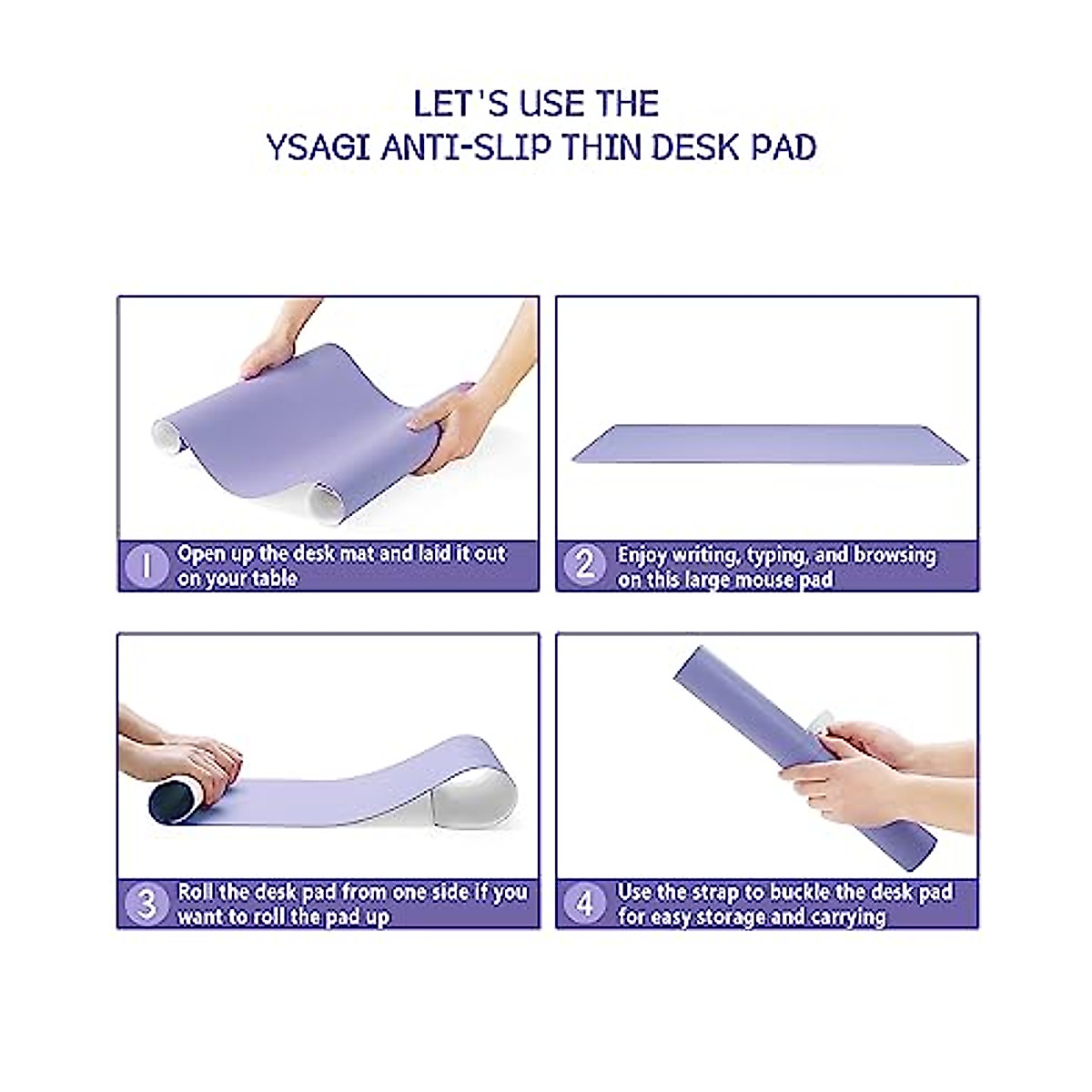 YSAGi Non-Slip Desk Pad,Mouse Pad,Waterproof PVC Leather Desk Table Protector,Ultra Thin Large Desk Blotter, Easy Clean Laptop Desk Writing Mat for Office Work/Home/Decor(Lavender, 31.5" x 15.7")