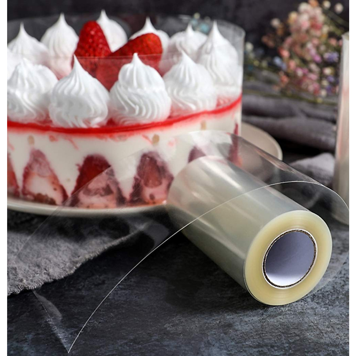 Cake Collar, 2Pack Transparent Mousse Cake Rolls, ACETATE ROLLS,3.15in×3.94in（JYNHOOR） Transparent Mousse Cake Acetate Sheets for Chocolate Mousse Baking,Cake Decorating