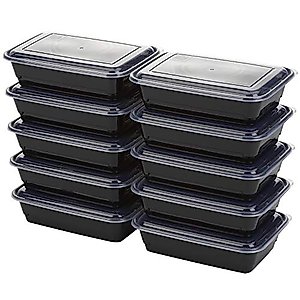 GoodCook Meal Prep Containers, Single Compartment 10-Pack, BPA-Free Reusable Food Storage, Black, Microwave & Freezer Safe, Stackable Meal Prep Containers for Lunches and Snacks