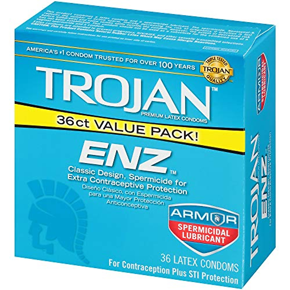 Trojan ENZ Armor Spermicidal Lubricated Condoms - 36 Count