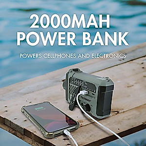Tenergy Multifunctional Hand Crank Weather Radio with LED Flashlights, SOS Alarm, Cell Phone Charger, AM/FM/NOAA Radio Frequencies, Ideal for Emergencies