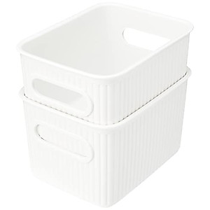 Tatay 7010901 Multipurpose Organizer Basket Set with Lid, 3X White, Medium