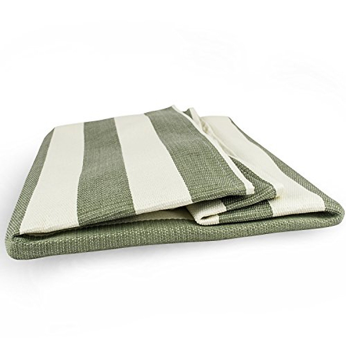 DII Durable Woven Striped Storage Bin Collapsible with Soft Rope Handles Reinforced with Metal Grommets, Large, 17x12x12", Olive Green