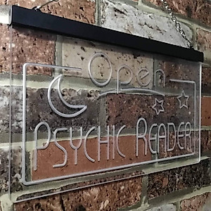 ADVPRO Psychic Reader Open Moon Star Room Décor Dual Color LED Neon Sign White & Yellow 24" x 16" st6s64-i3204-wy