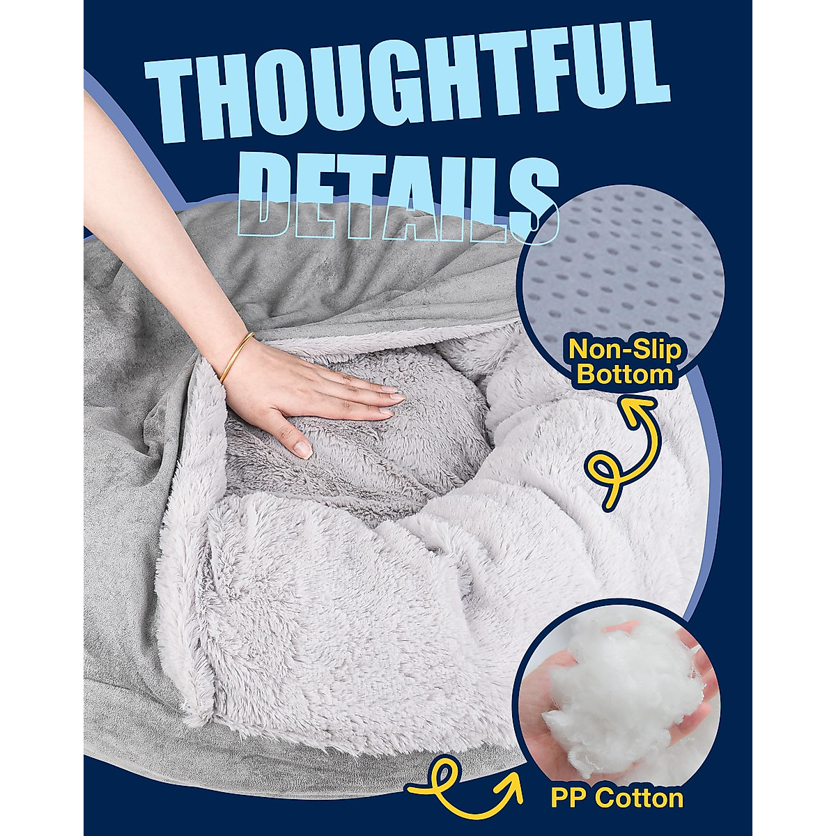 Pet Soft Small Dog Bed Cat Bed with Cover Cave - Round Calming Dog Beds Washable Cuddler Puppy Beds for Small, Medium Dogs and Cats (Grey, 27")