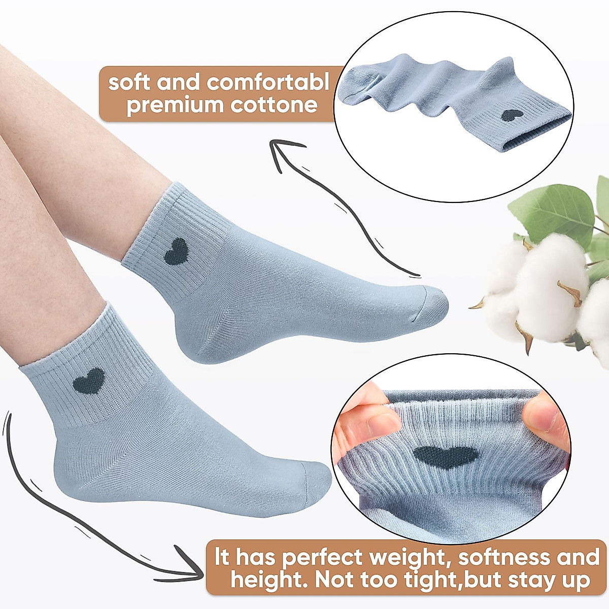 Corlap Women's Crew Socks Ankle High Cotton Fun Cute Athletic Running Socks Gifts For Women (5-Pairs With Present Box)