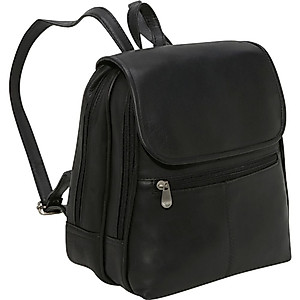 Le Donne Leather Women’s Organizer Backpack/Purse – Premium Full-Grain Colombian Vaquetta Leather Bag, 12.5” x 11” (Black)