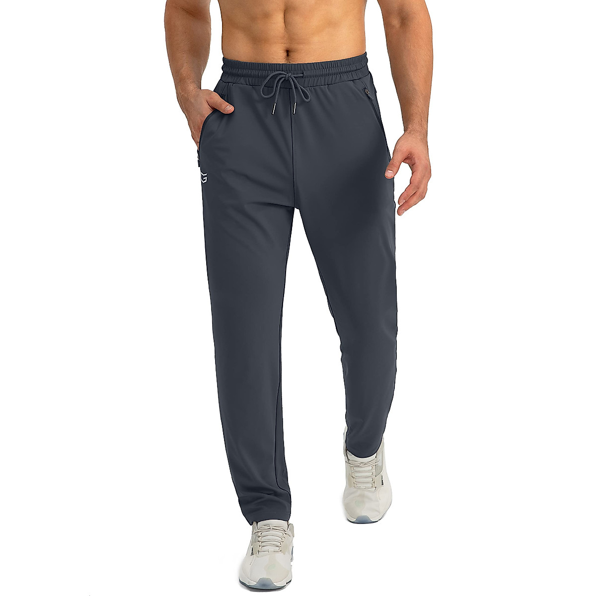 G Gradual Men's Sweatpants with Zipper Pockets Tapered Joggers for Men Athletic Pants for Workout, Jogging, Running (Grey, XX-Large)