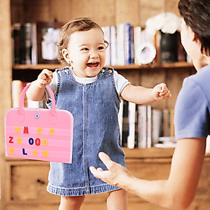 CNHBSS Busy Board, Montessori Toddler Toys, Felt Sensory Board, Gifts for 1 2 3 4 Boys and Girls, Learning Fine Motor Skills Cognitive Letters and Numbers, Toddler Activities Travel Toys(Pink)