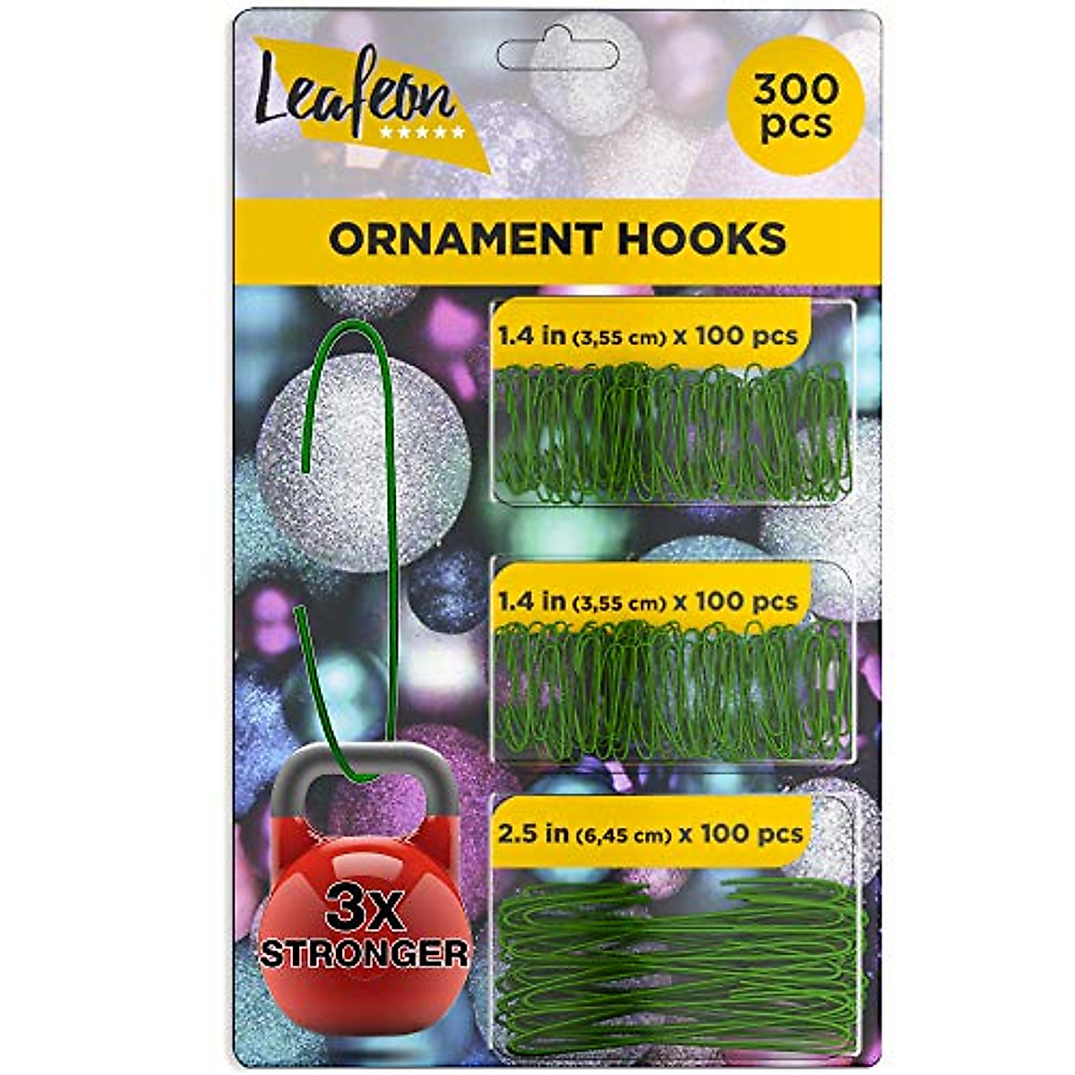 Leafeon 300 Pack Christmas Ornament Hooks for Christmas Tree Decoration – The Best Holiday Ornament Hangers (Green)