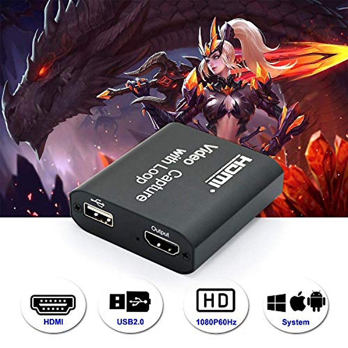 ORIVISION Video Capture Card 4K HDMI Device with Loop Out, Full HD 1080P Game Capture Video Recorder for Live Streaming, Broadcasting or Video Conference,S3/PS4/Xbox One/DSLR/Camcorders