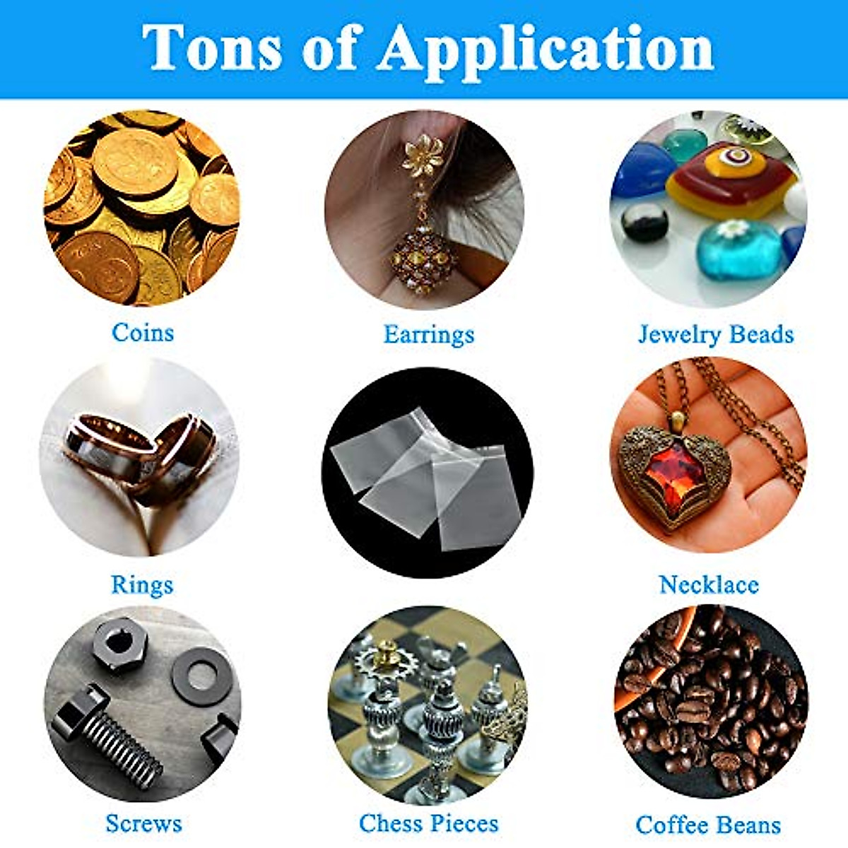 Minoly 3" x 4" Small Zip Baggies for Jewelry, 2 Mil 100pcs Reclosable Clear Zipper Plastic Bags for Cards, Craft Beads, Seeds, Coins, Tiny Parts, Pills, Screws etc