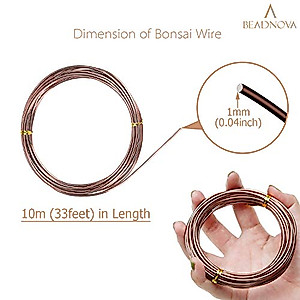 BEADNOVA Bonsai Tree Wire 98 Feet Copper Aluminum Wire Bonsai Tree Training Wire for Indoor and Outdoor Bonsai Plant (Copper, 1mm, 30m)