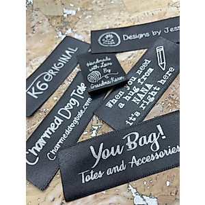 30 Black Custom Printed Satin Fabric Labels Sew On for Clothing, Crafts, Nursing Home Clothing, Children's Clothing, Knitting, Crocheting, Handmade Items