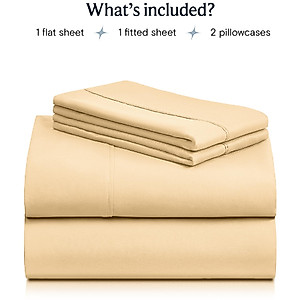 LuxClub Twin XL Sheets - Soft Twin Bed Sheets for Boys and Girls, 4 PC Deep Pockets 18" Eco Friendly Wrinkle Free Kids Fitted Sheets Machine Washable Hotel Bedding Silky Soft - Yellow Twin XL