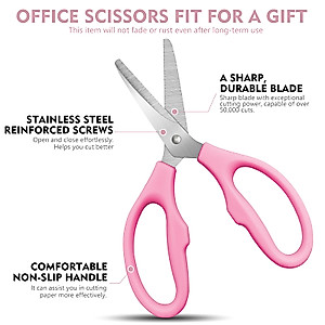 Pink Scissors for School Multipurpose Stylish: 5 inch - Comfort Grip - Stainless Steel - Scissors with Home - Office - for Cutting Paper - Open Envelopes - Cut Tape (Ping)
